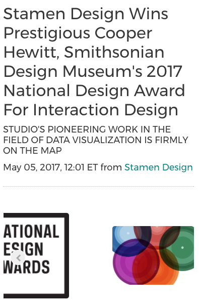 Press, Awards, Lectures & Exhibitions | Stamen Design