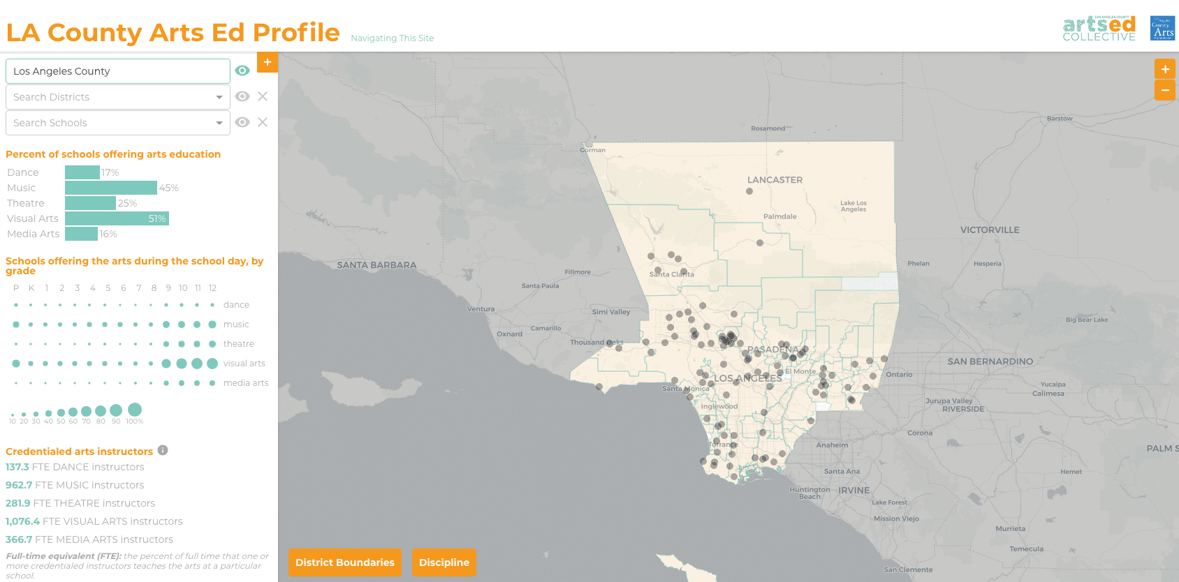 LA County Arts Commission online arts education tool - Stamen