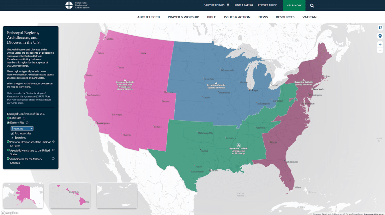 Exploring the ecclesiastical map of the Catholic Church in the US | Stamen