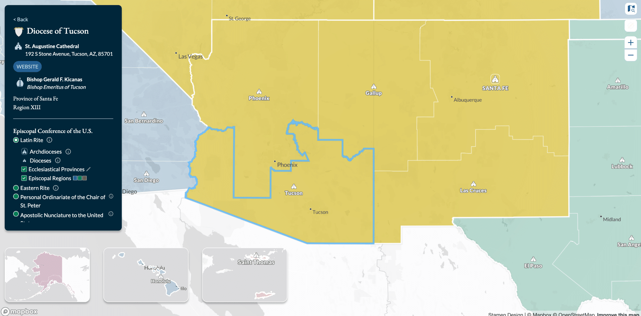 Exploring the ecclesiastical map of the Catholic Church in the US | Stamen